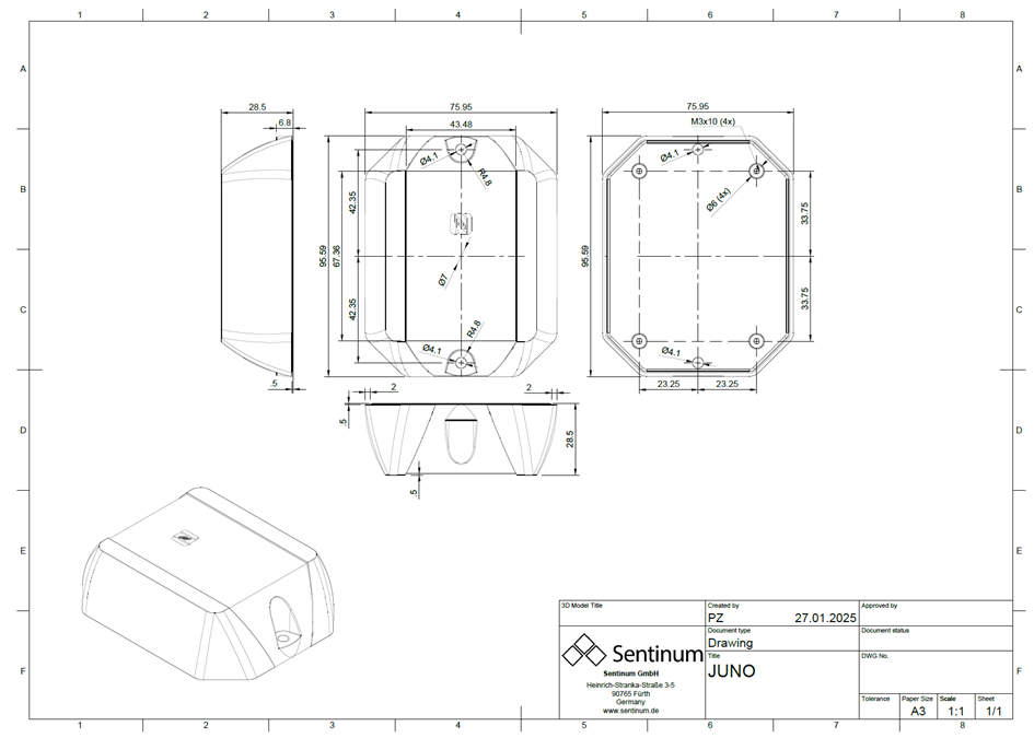 Juno ID TILT Technical data sheet